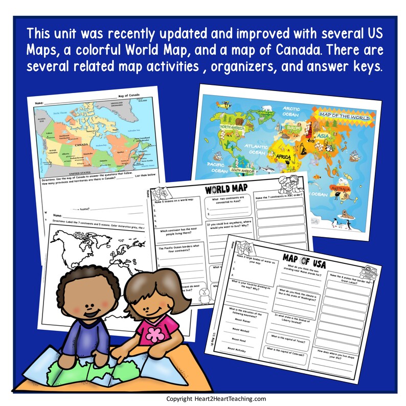 Map Skills Review Packet for Kids Map Skills Worksheets Map Scavenger ...