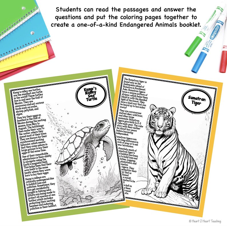 Endangered Animals Unit | Reading Passages, Comprehension, Coloring ...