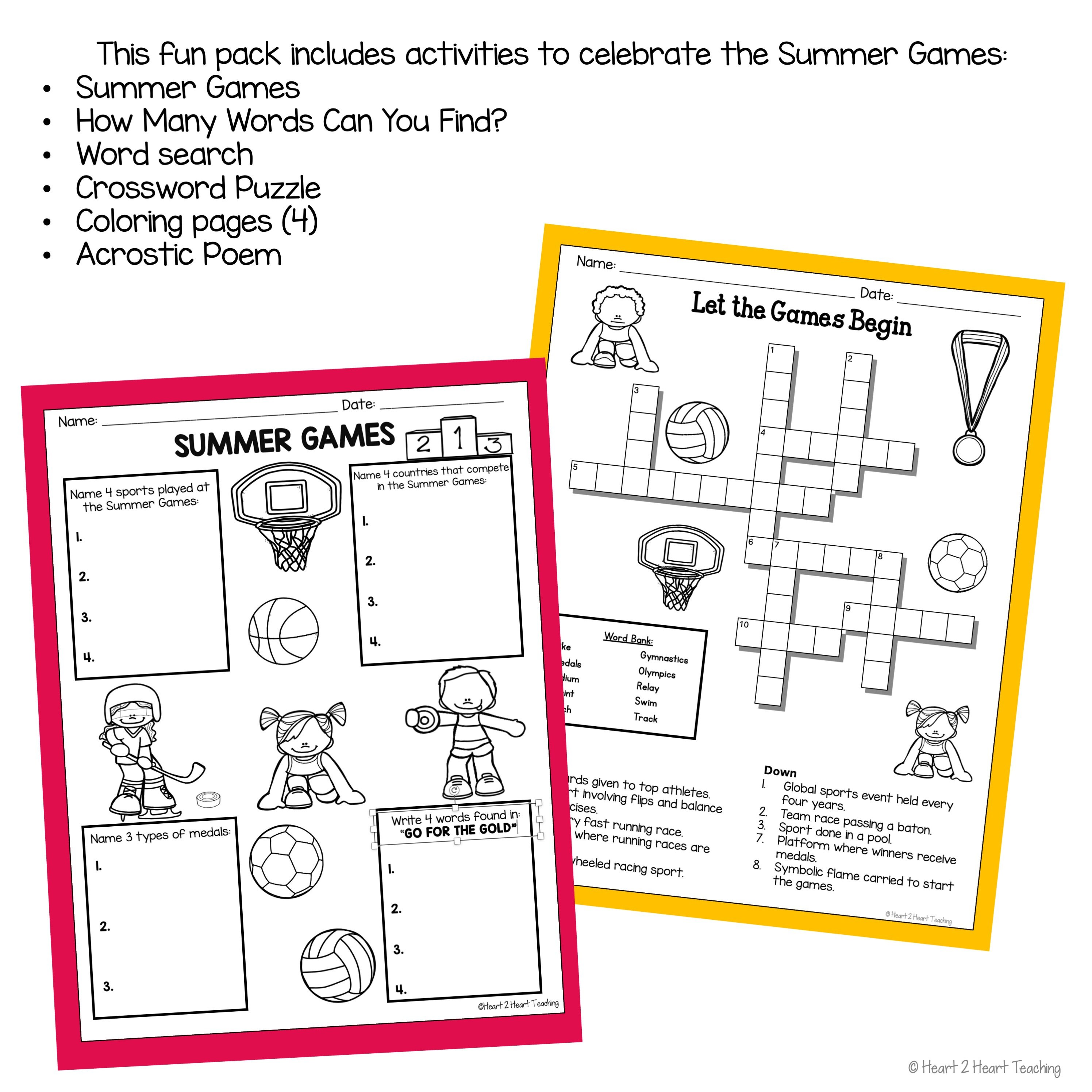 Summer Games Activities for Kids Use With Summer Olympics Paris 2024 ...