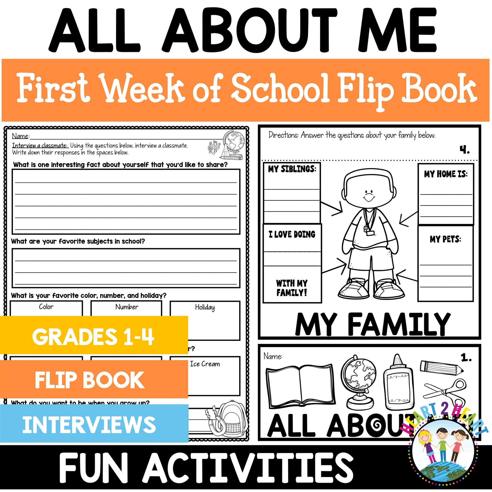 All About Me Flip Book: First Day of School Activity (digital Download ...