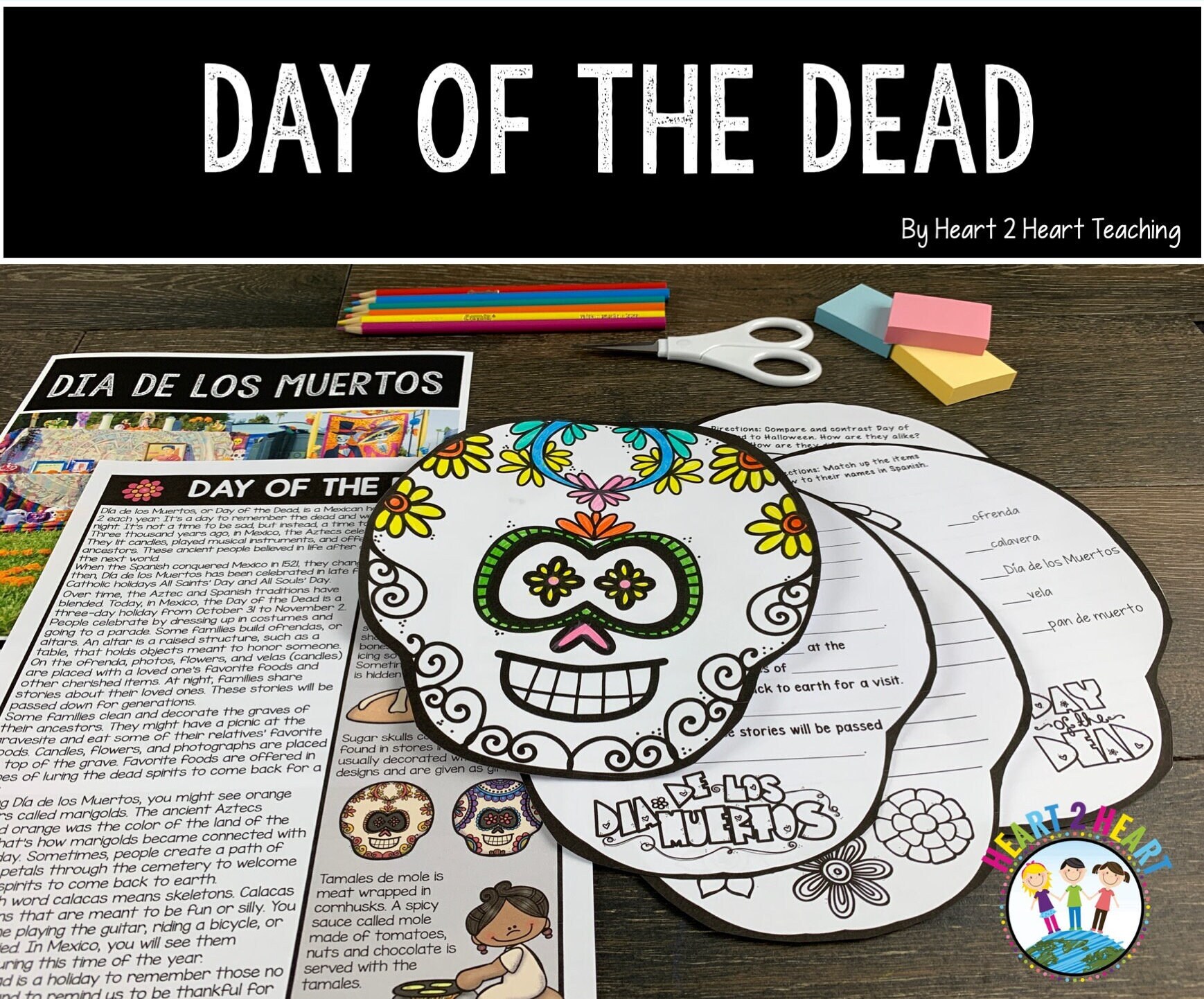 Day of the Dead Activities for Kids Printable Skull Craft Project Dia ...