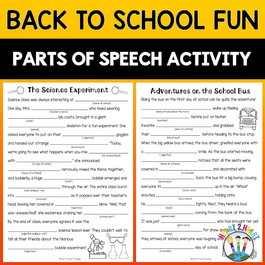 Back to School Mad Libs: Parts of Speech Fill-in Activity (digital ...