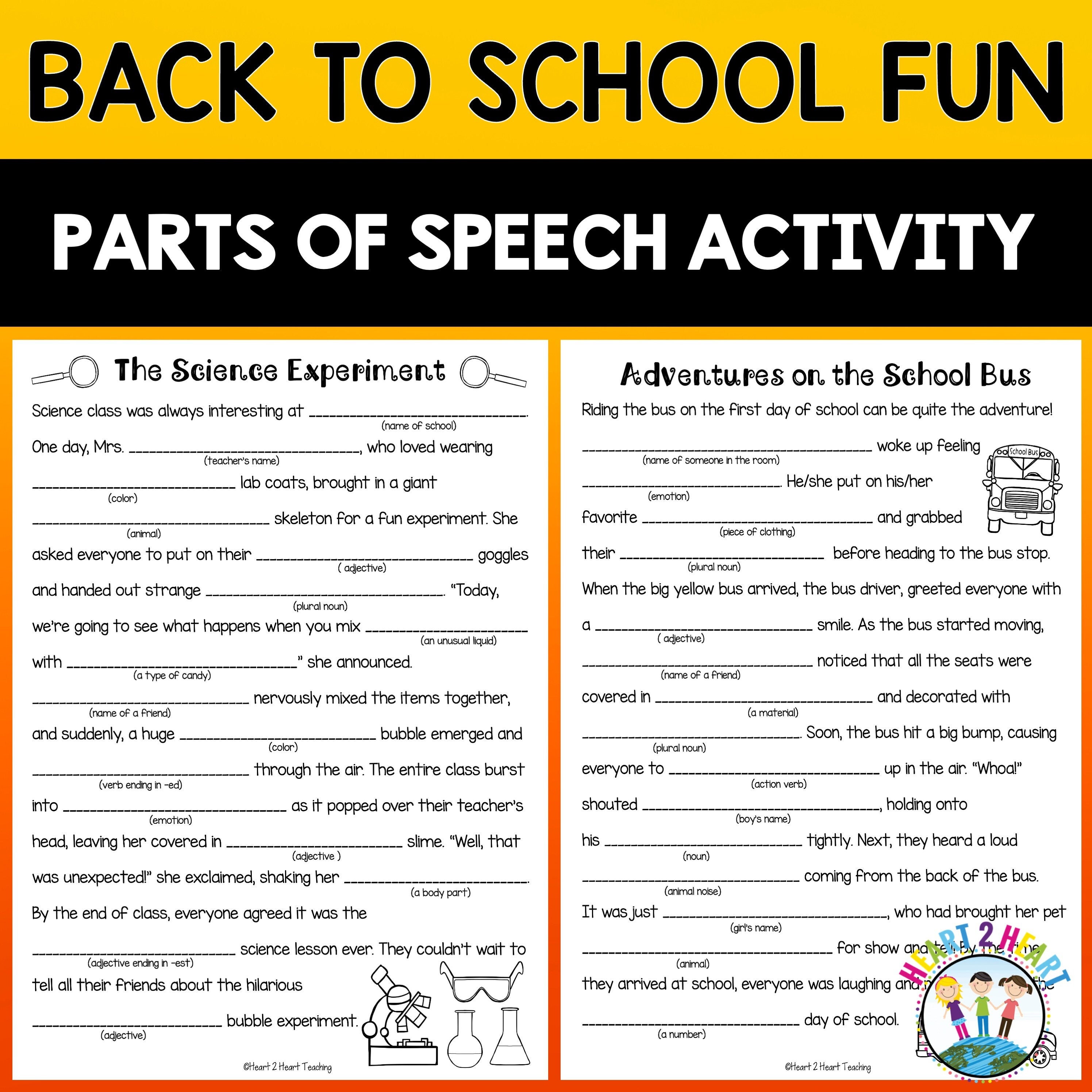 Back to School Mad Libs for Kids Games for Students Activity Fill in ...