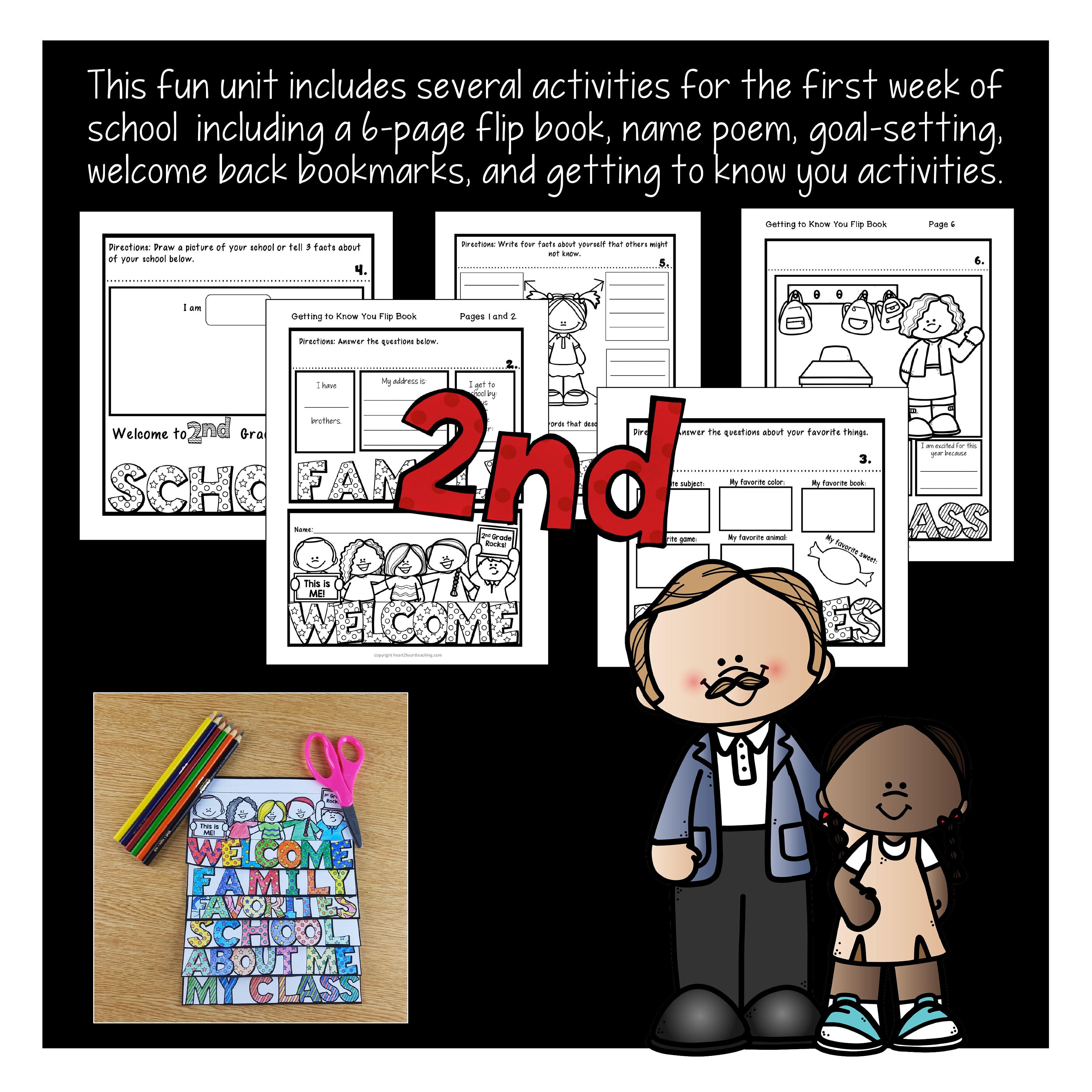 All About Me Printable Activities for 2nd Graders First Week of School ...