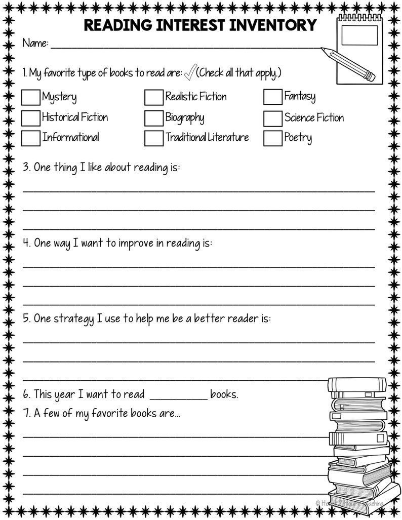 Student Interest Inventory Student Survey Questionnaire Back to School ...