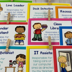 Rainbow Classroom Jobs Pack Classroom Jobs Cards, Recording Chart ...