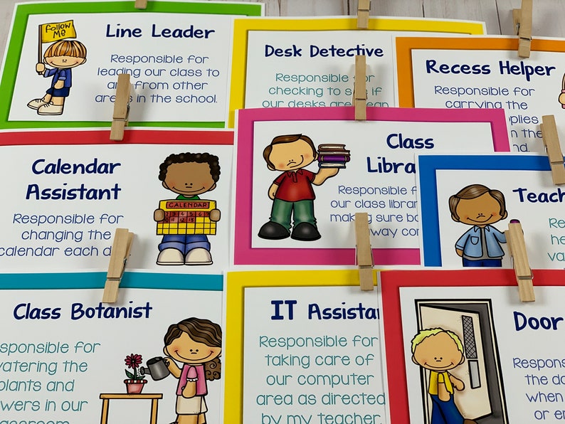 Rainbow Classroom Jobs Pack Classroom Jobs Cards, Recording Chart ...