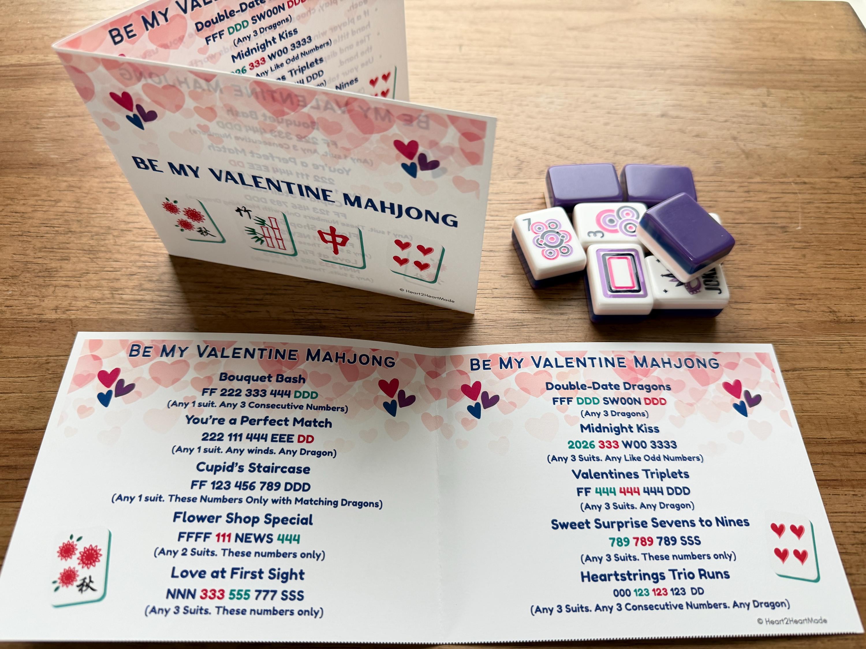 Valentine Mahjong Card Printable | Valentine’s Day Mahjong Game Card ...