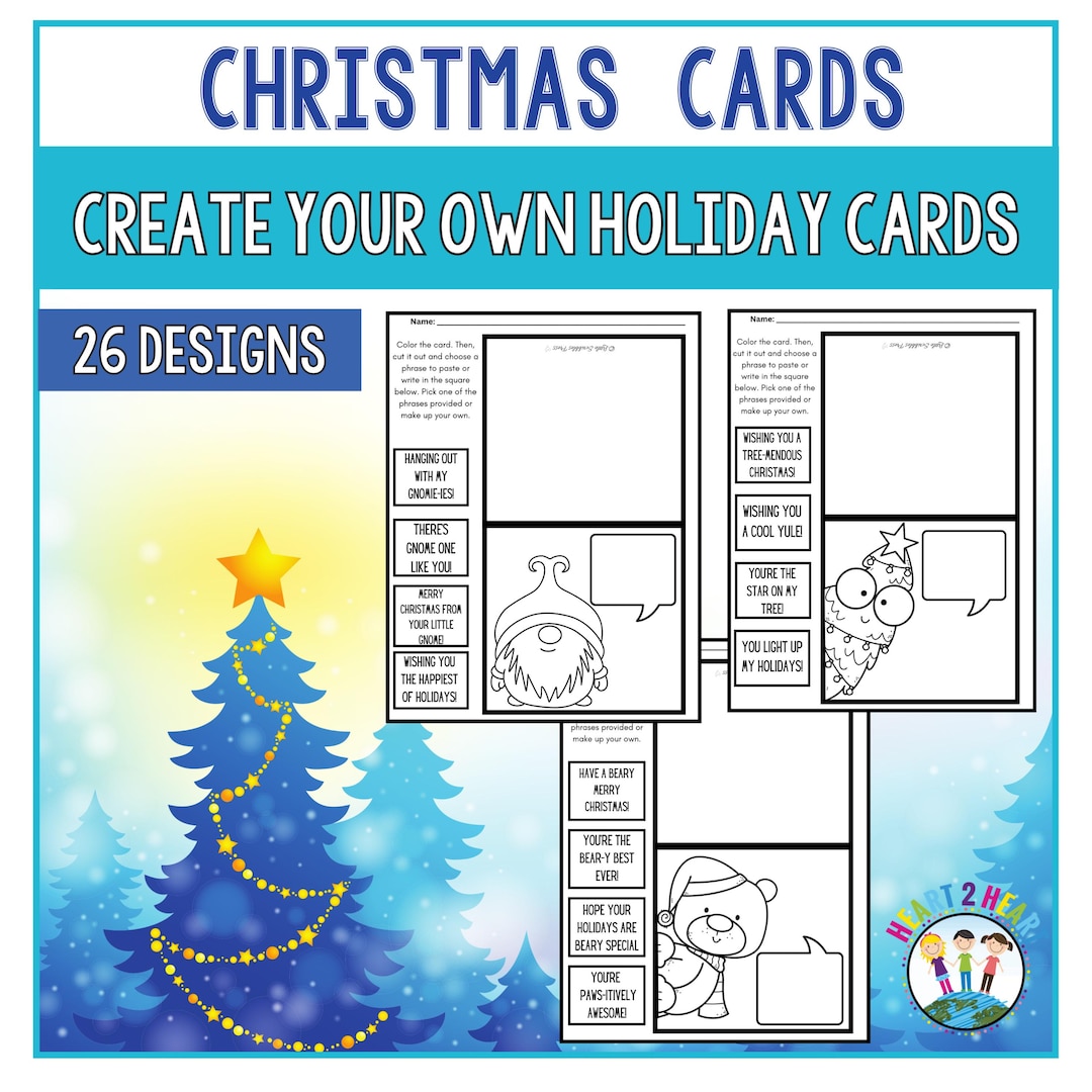 Christmas Coloring Cards for Kids Holiday Coloring Printable Holiday ...