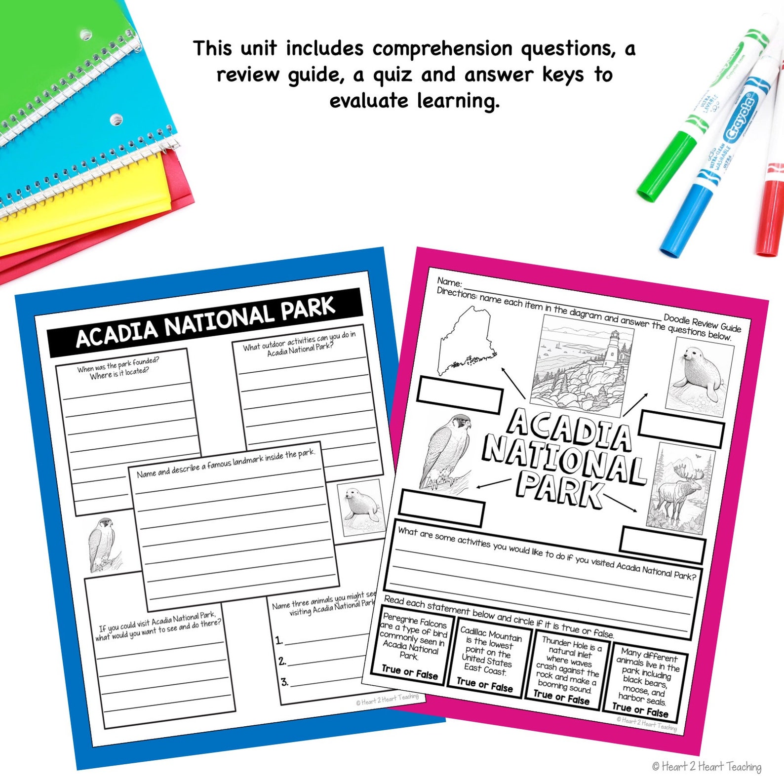 Acadia National Park Coloring Pages: Educational Kids Activity (digital ...