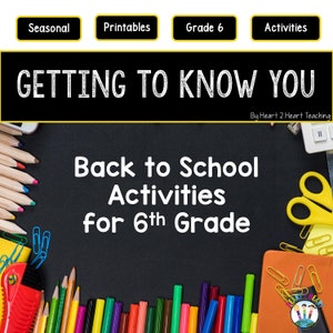 All About Me Printable Activities for 6th Graders First Week of School ...