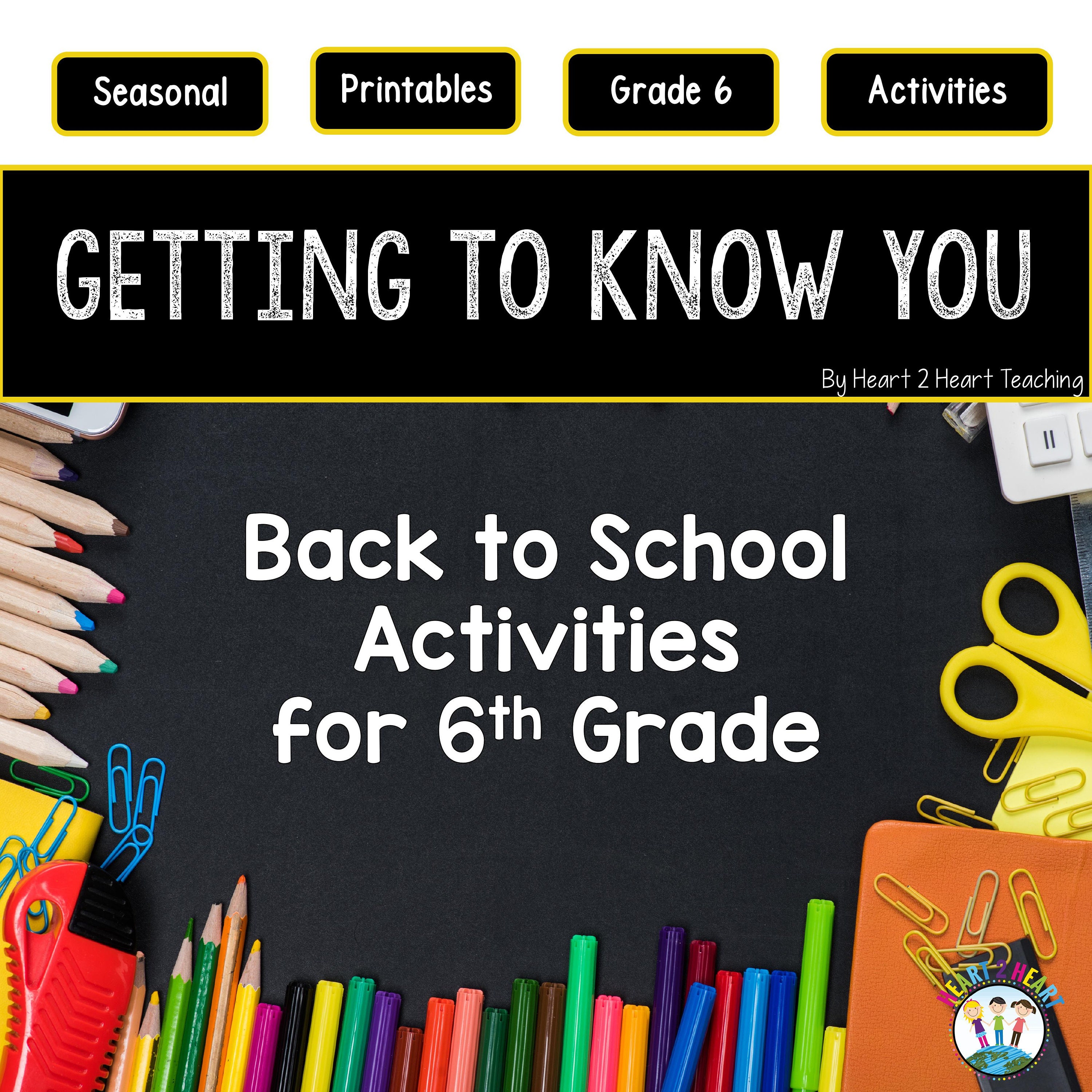 All About Me Printable Activities for 6th Graders First Week of School ...