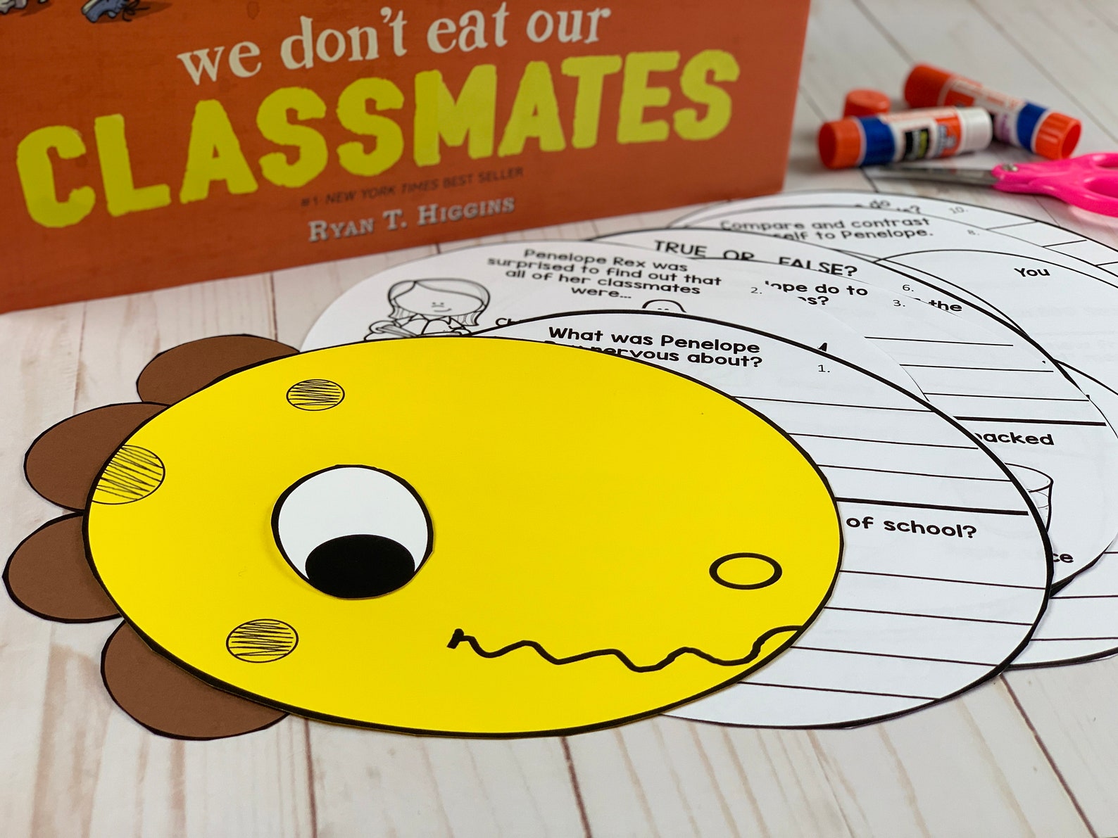 We Don't Eat Our Classmates Book Companion Dinosaur Craft Project for ...