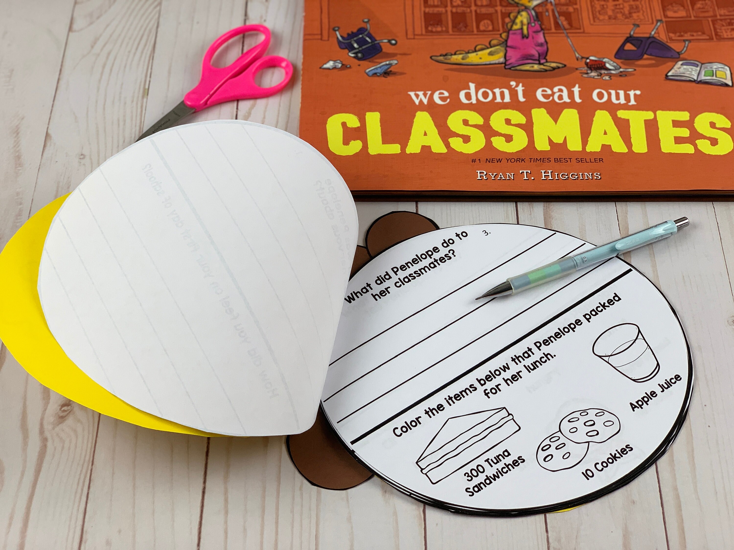 We Don't Eat Our Classmates Book Companion Easy Dinosaur Craft First ...