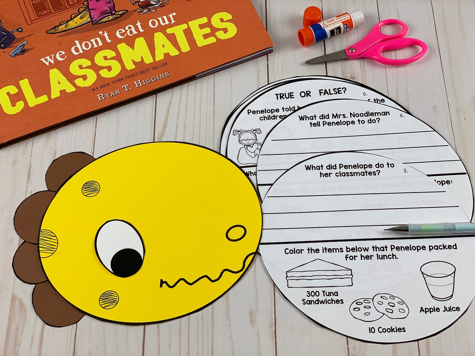 We Don't Eat Our Classmates Book Companion Easy Dinosaur Craft First ...