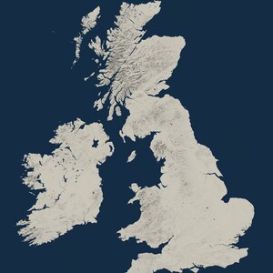 United Kingdom Topography Map UK Print Topographic Great | Etsy
