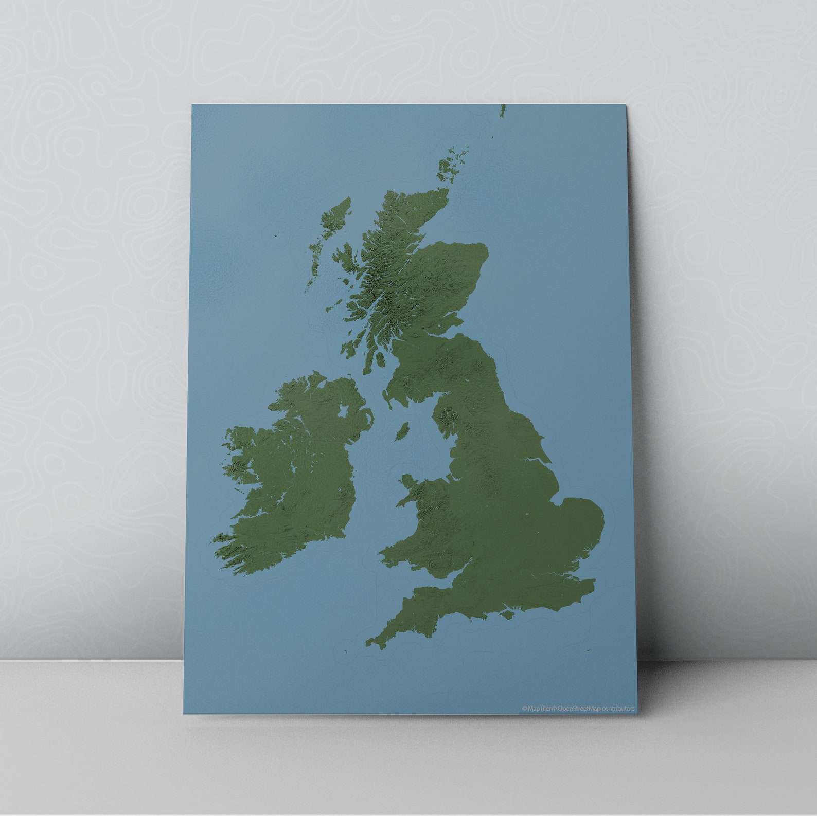 United Kingdom Topography Map UK Print Topographic Great Britain and ...