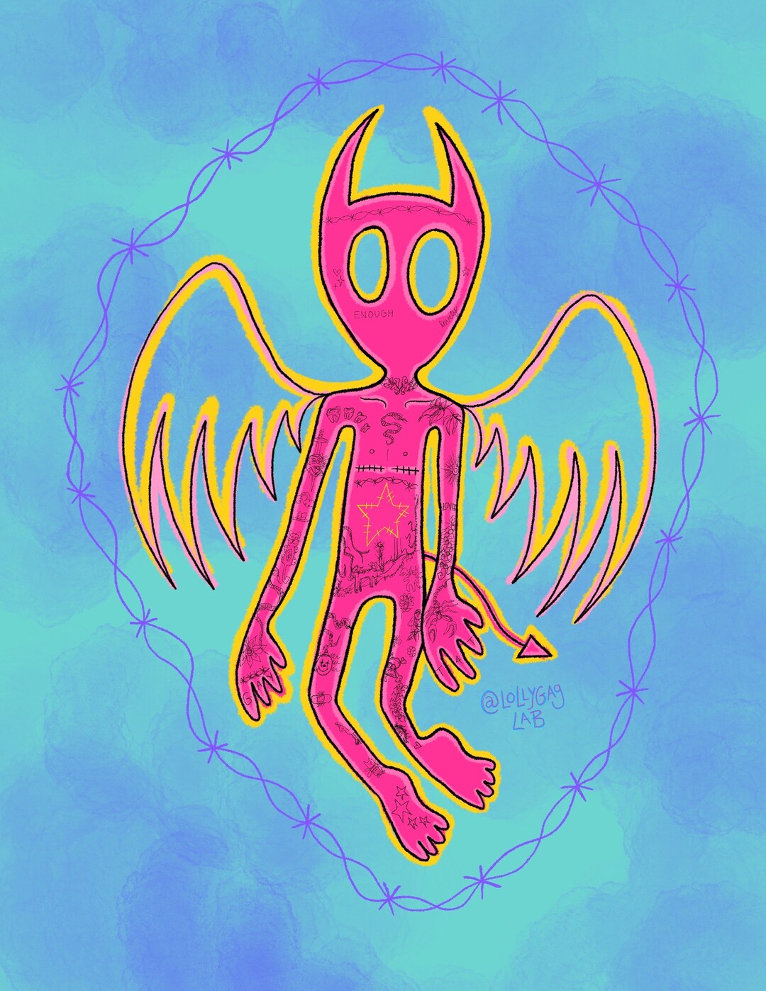 Trans Demon Portrait Print - Etsy