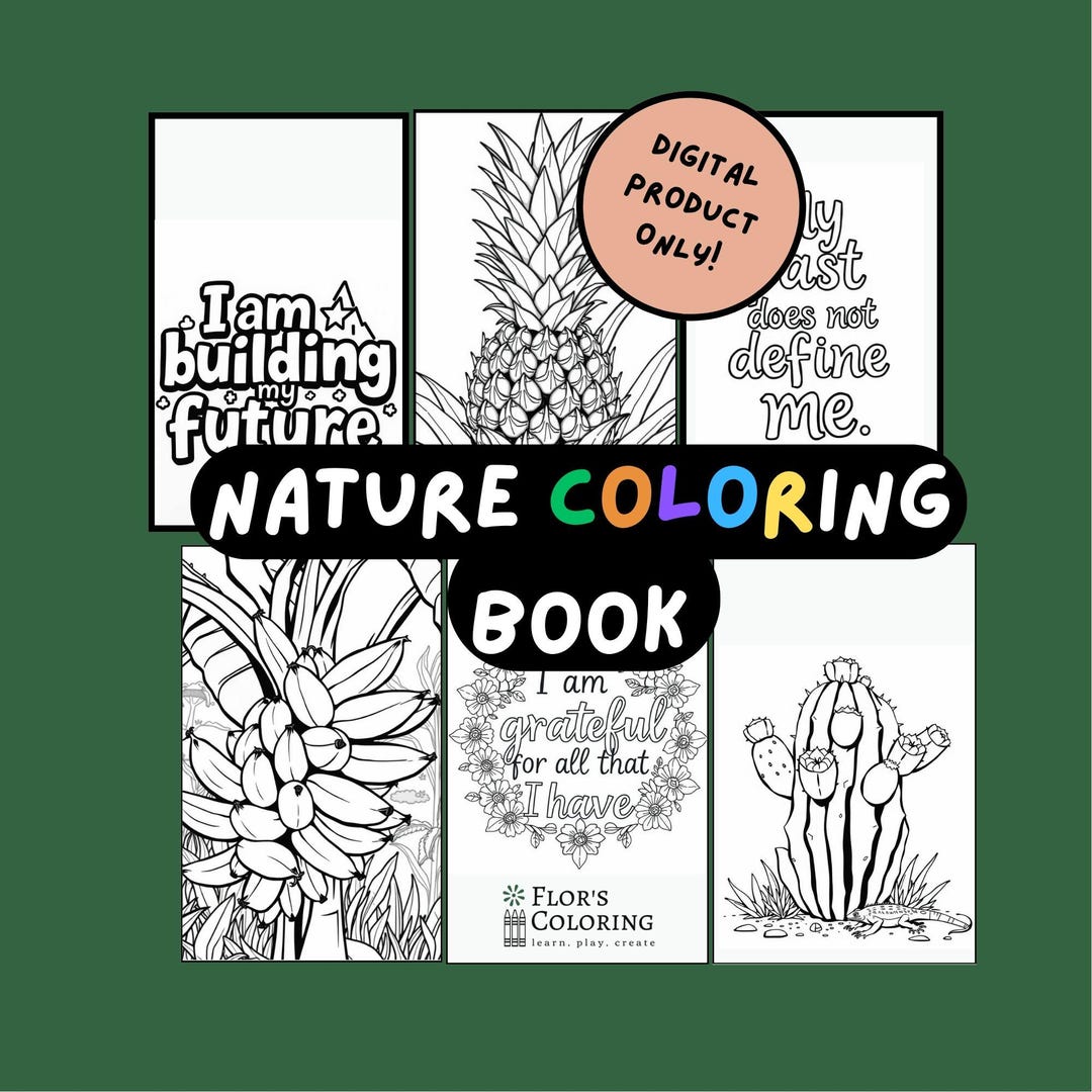 Nature Coloring Book + Positive Affirmation – Digital Download - Etsy