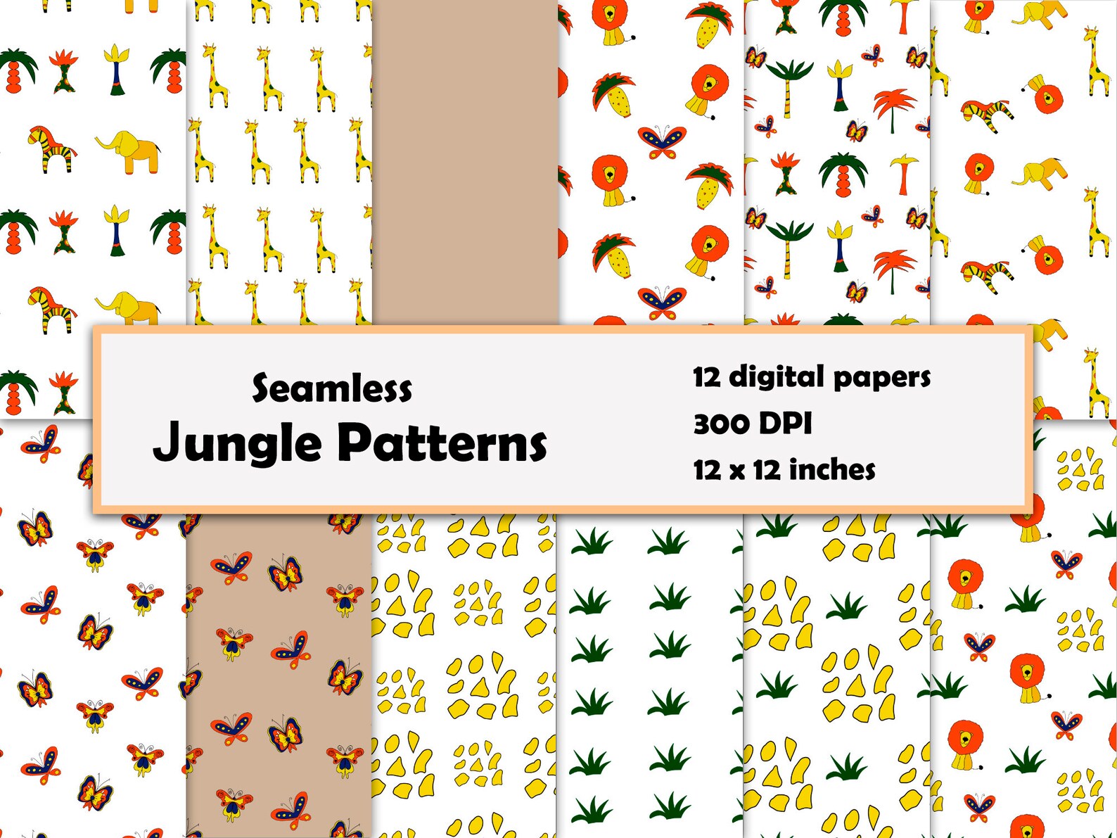 Africa Seamless Digital Paper, Digital Patterns, Digital Paper, 12 ...