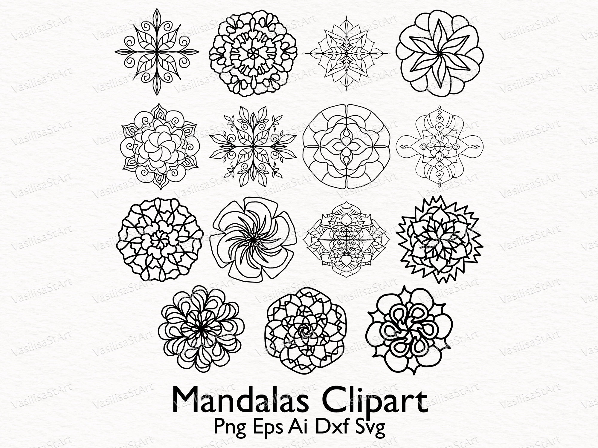 Mandalas Clipart, Svg Mandalas, Floral Mandalas, Digital Graphics ...