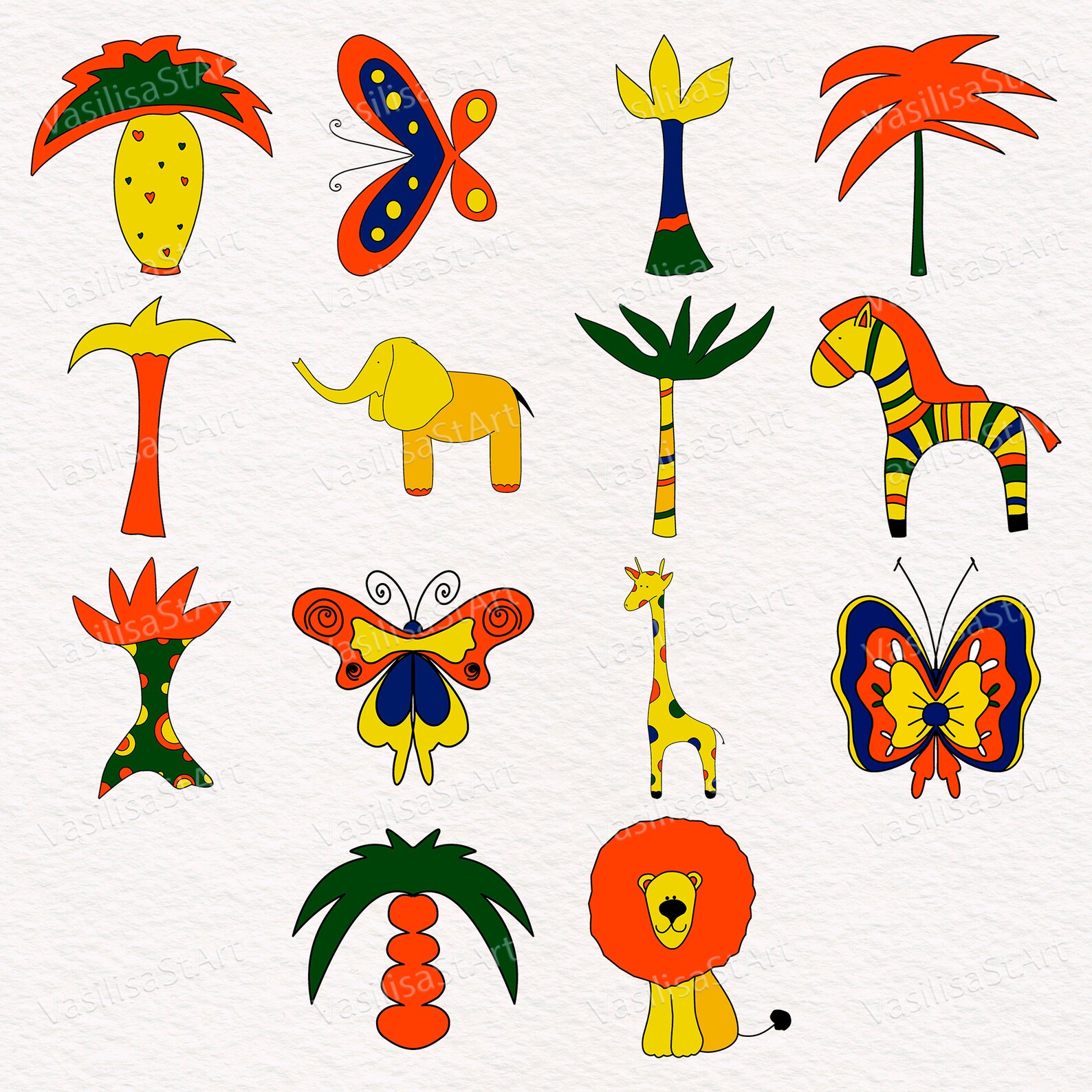 Safari Animals Clip Art, Cute Animals ,jungle Clipart, Africa Clip Art ...