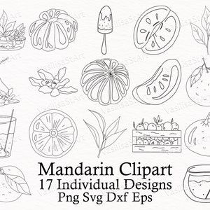 Mandarin Clipart Svg Citrus Clipart Fresh Fruit Clipart - Etsy