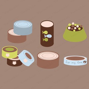 Cat Accessories Hand Drawn Clipart, Pet Supplies Vector Clipart, Cat ...