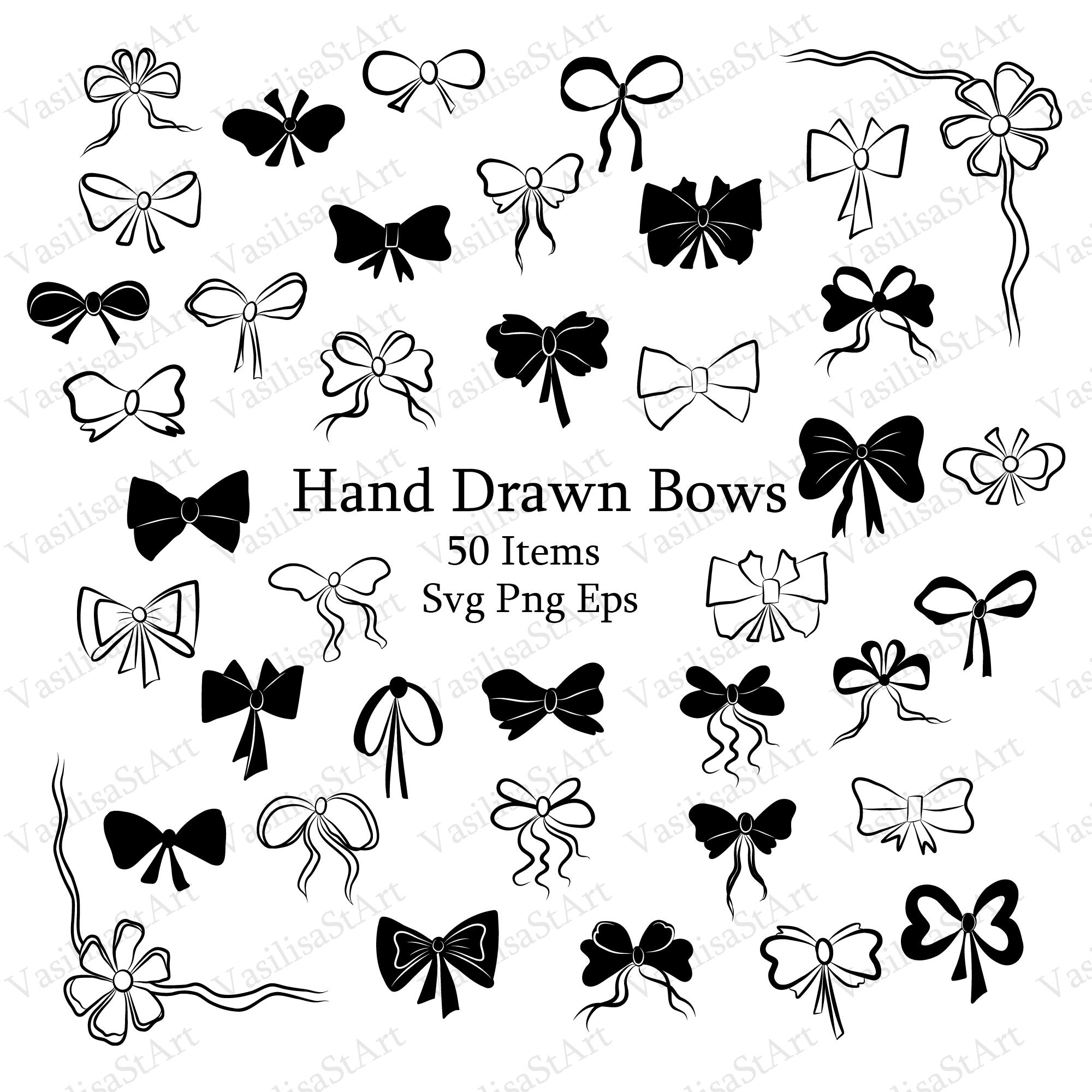 50 Hand Drawn Bow Ties Clip Art, Svg Png Eps Illustrations, Ribbon Bows ...