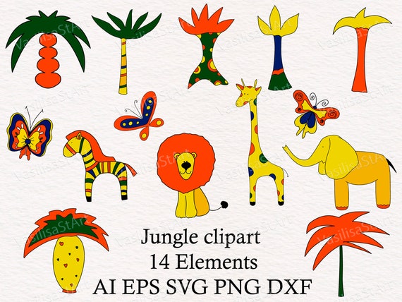 Safari Animals Clip Art Cute Animals jungle Clipart Africa | Etsy