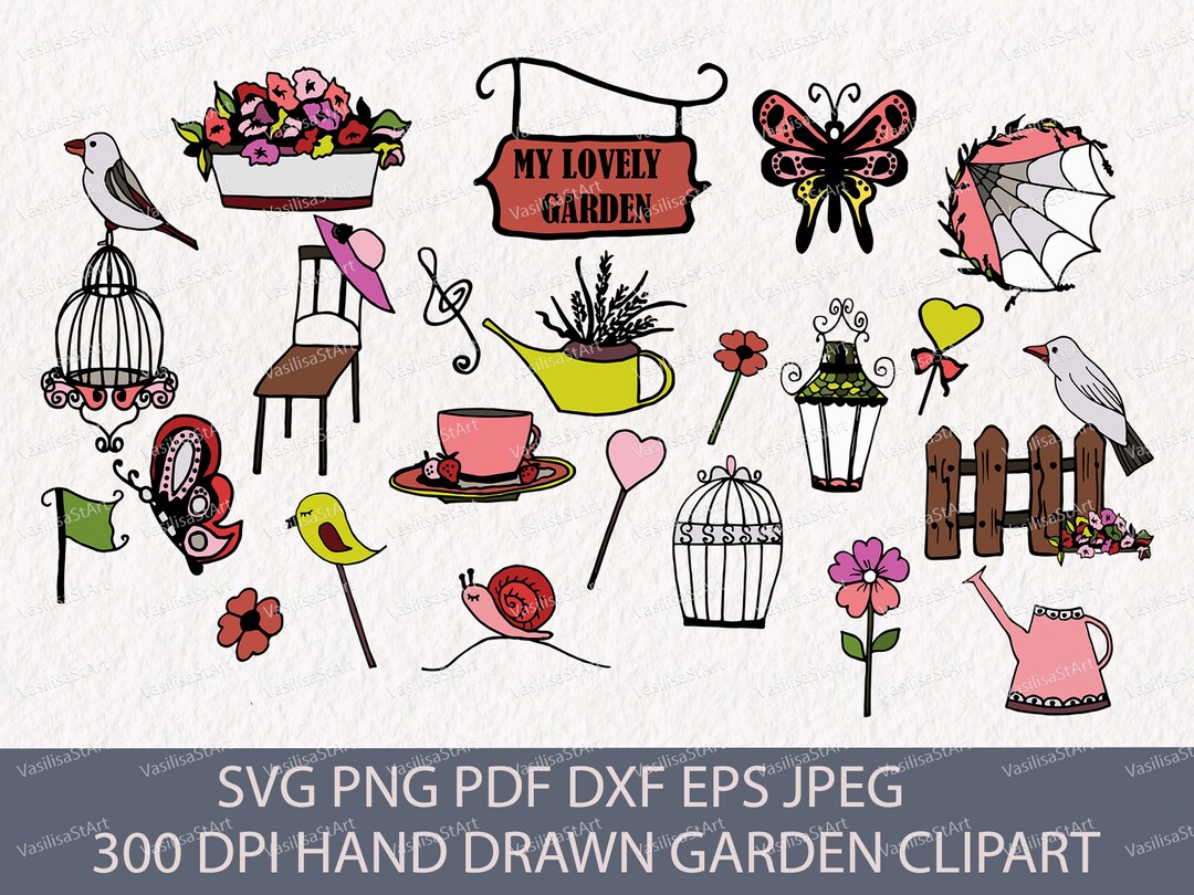 23 Garden Clipart Set Vector Pack Floral Clipart Country - Etsy