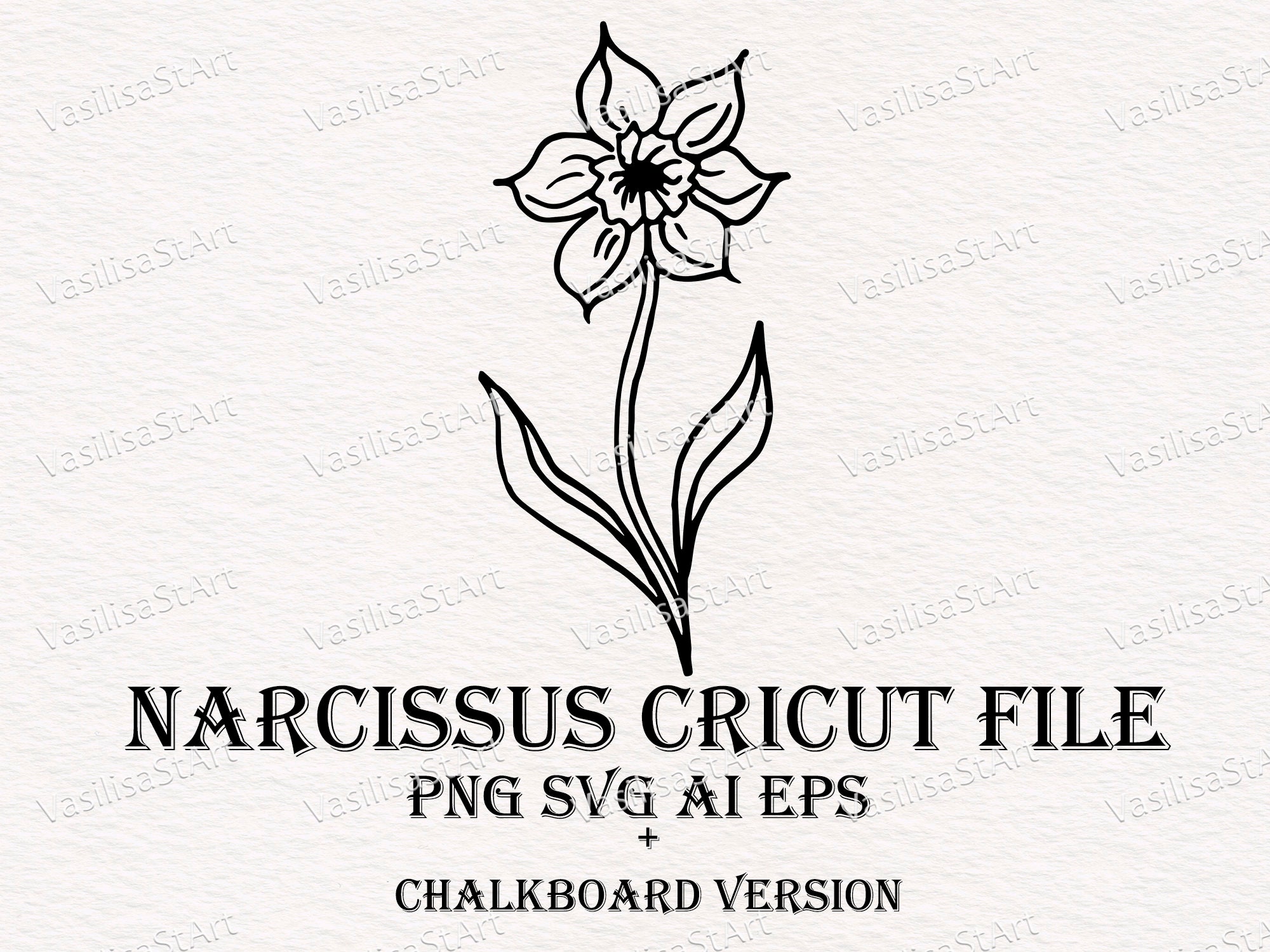 Narcissus Svg Chalkboard Vector Cricut and Silhouette | Etsy Canada