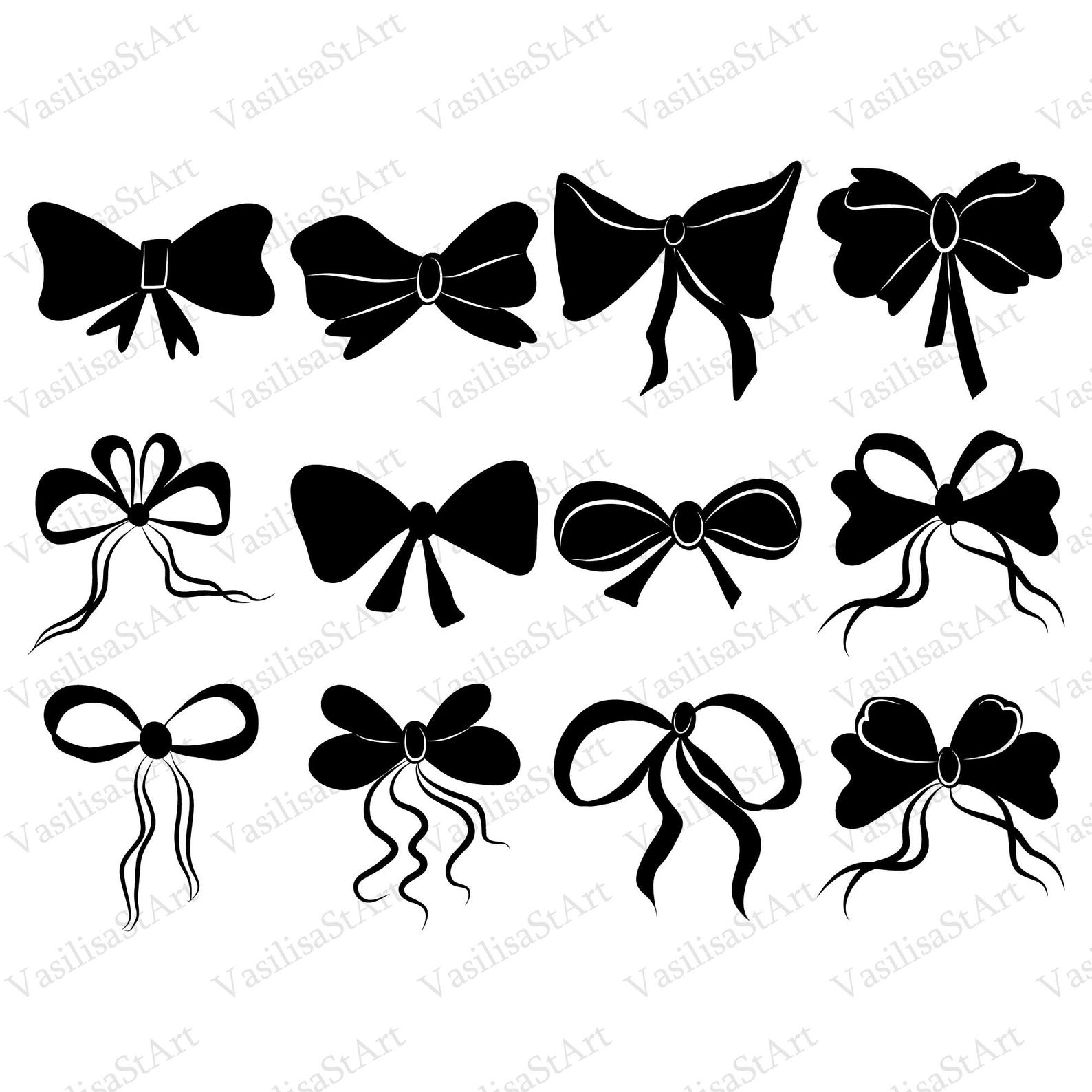 50 Hand Drawn Bow Ties Clip Art, Svg Png Eps Illustrations, Ribbon Bows ...