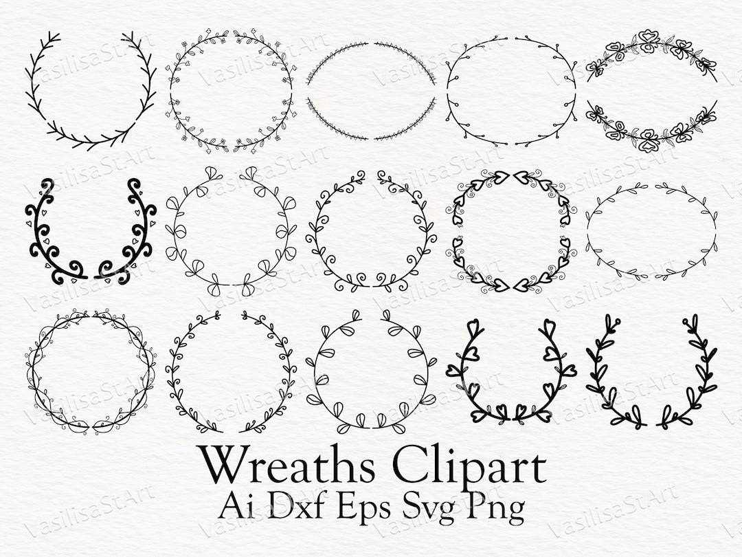 Wreaths Clipart, Floral Wreaths, Laurel, Frames, Borders Clipart, Hand ...