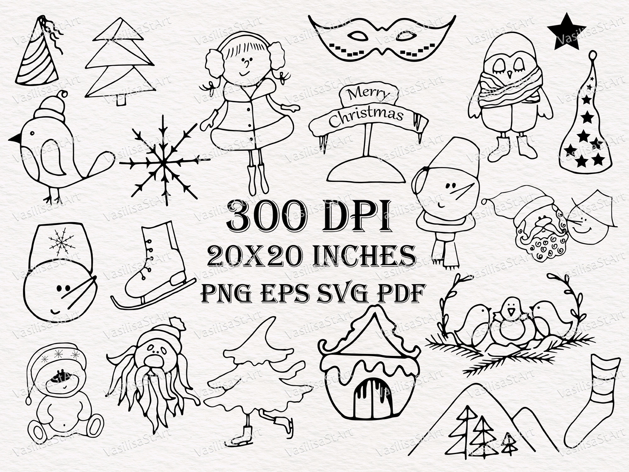 Winter Pack, Winter Clipart SVG PNG EPS, Hand Drawn Doodles, Winter ...