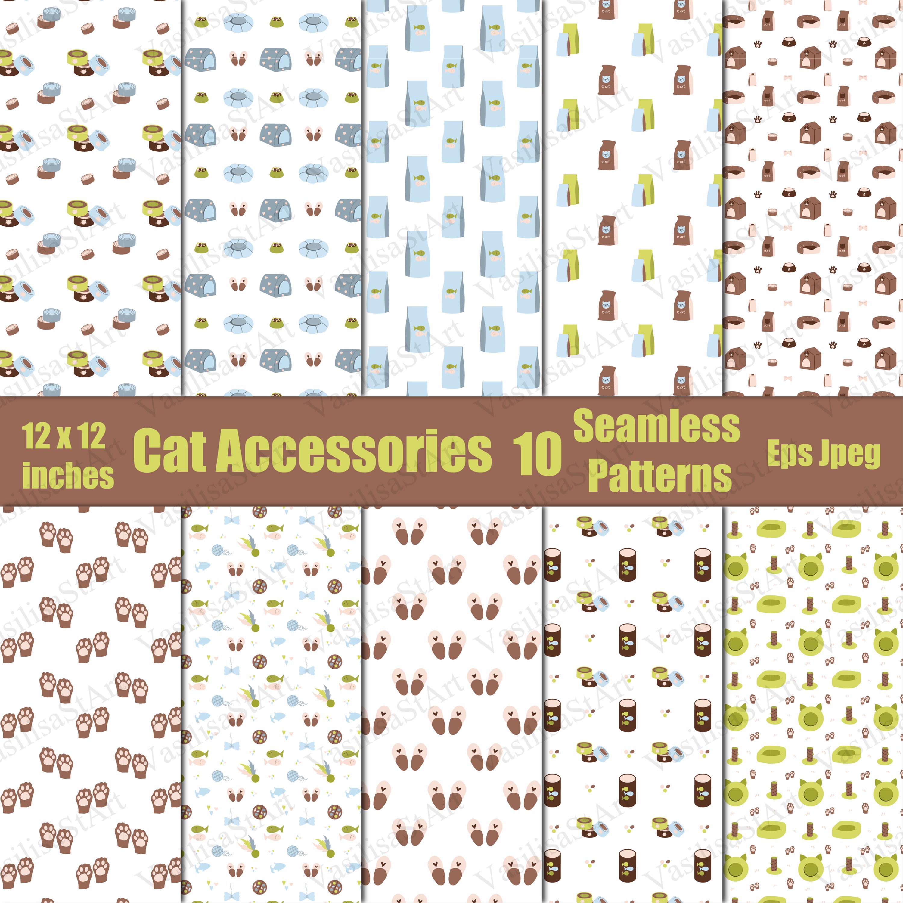 Cat Accessories Hand Drawn Clipart, Pet Supplies Vector Clipart, Cat ...