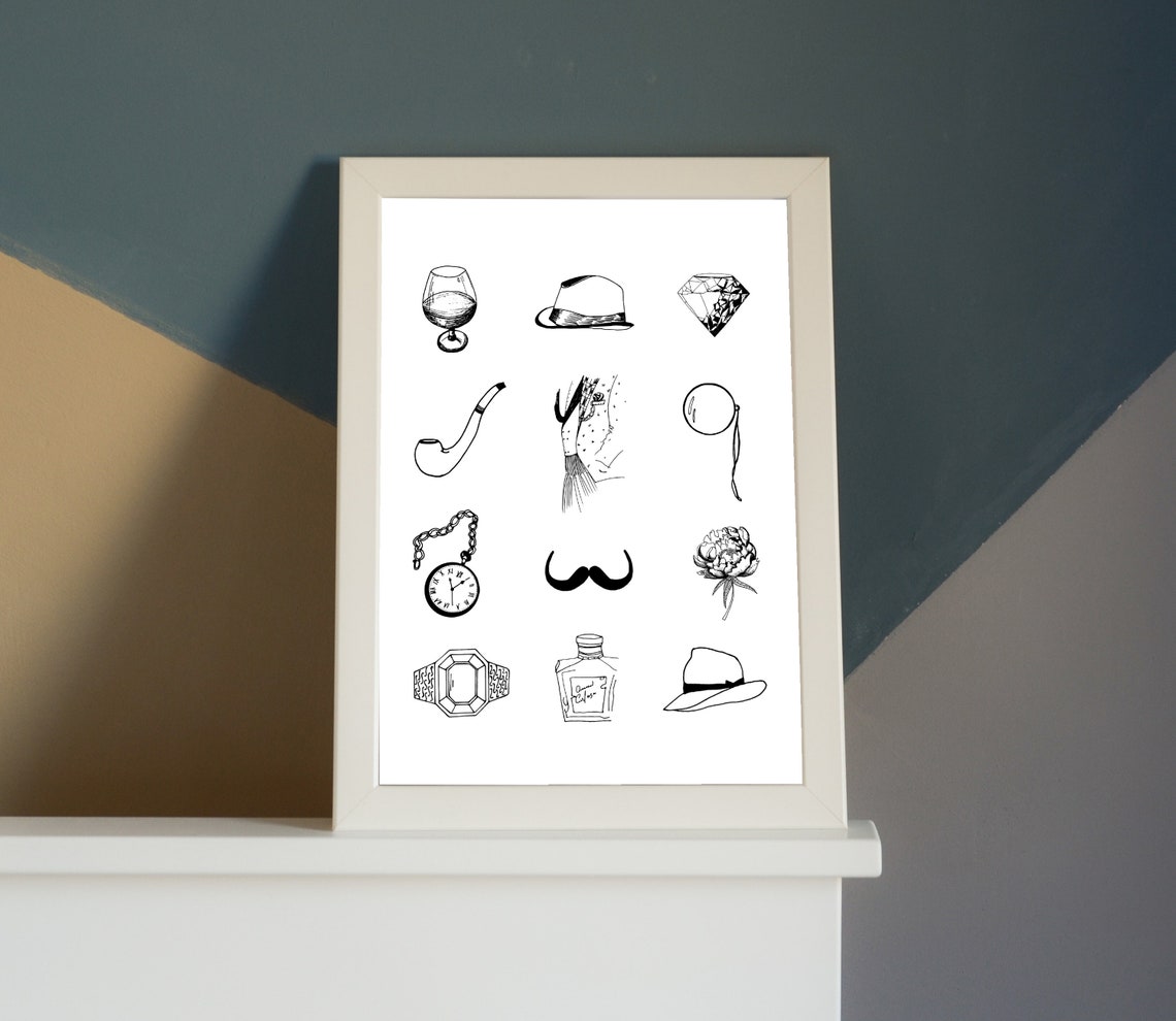 Gentleman Printable Wall Art Hand Drawn Poster Antique - Etsy