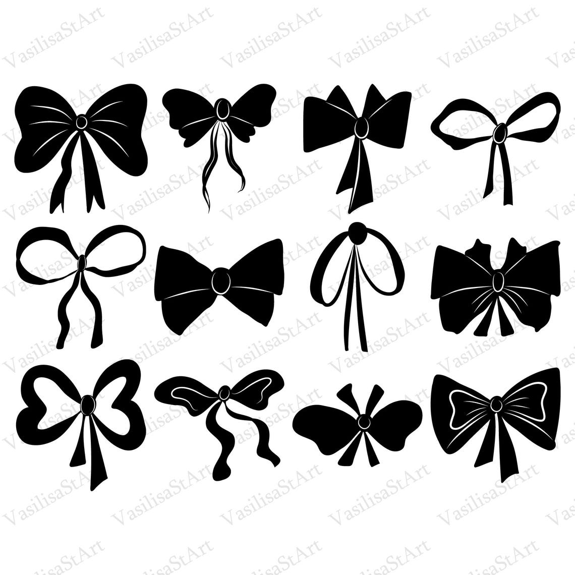 50 Hand Drawn Bow Ties Clip Art, Svg Png Eps Illustrations, Ribbon Bows ...
