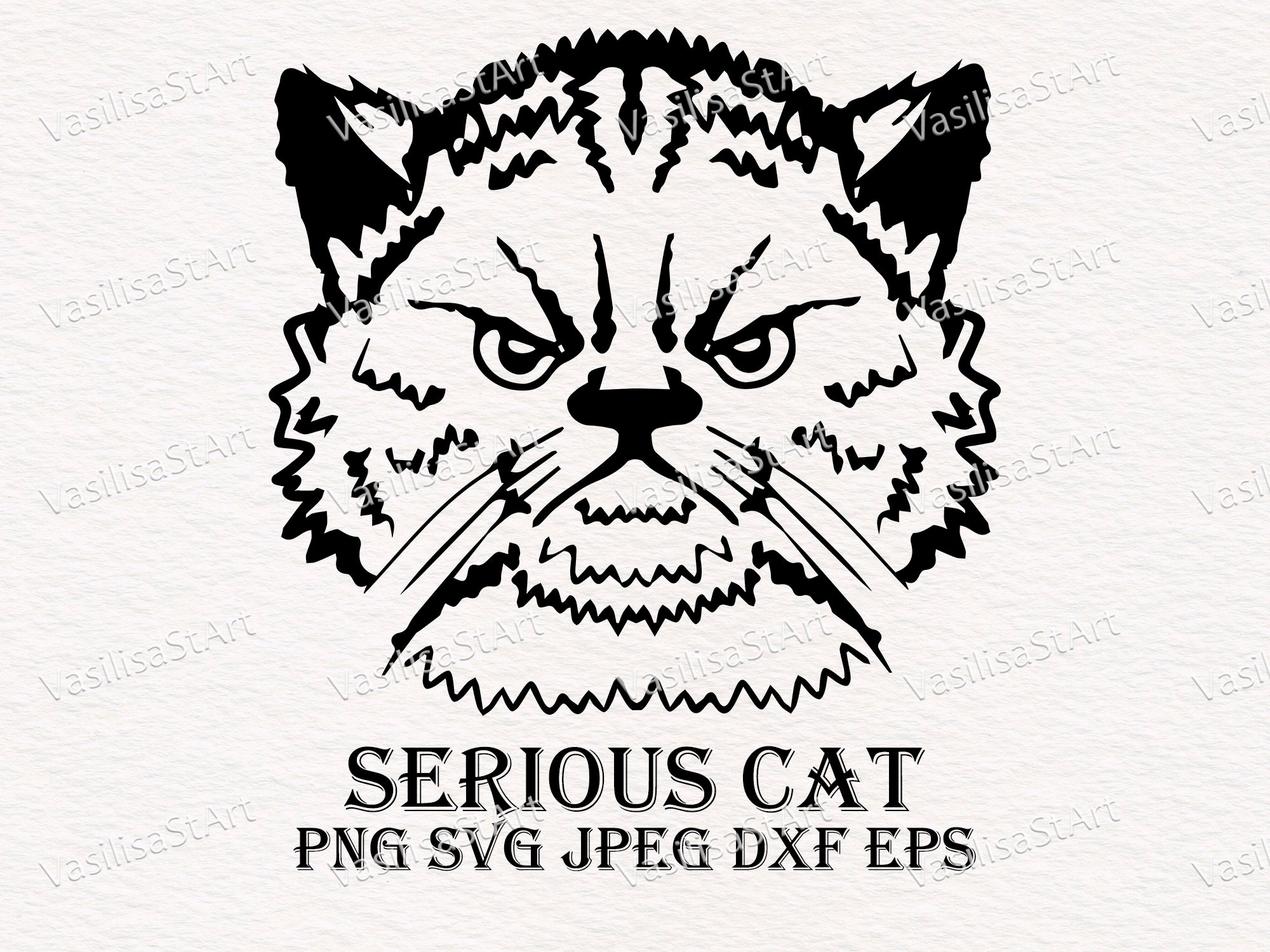 Serious Cat Svg, Files for Cricut, Shirt Design, Tabby Cat Svg, Dxf Cut ...