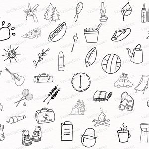 Camping Clipart, Travel Digital Stamp, Camping Doodles, Camping Party ...