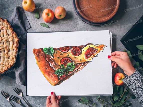 Slice of Pizza Watercolor Clipart Pizza PNG Download Digital - Etsy