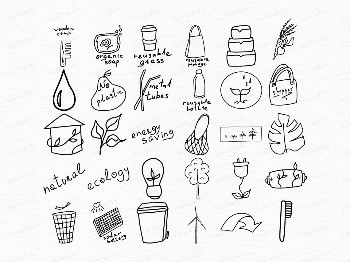 Eco Icons Eco Clipart Eco-friendly Clipart Ecology Clipart - Etsy