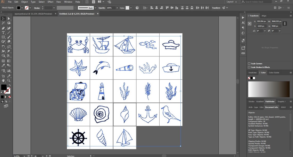 23 Nautical Doodles Bundle Vector Pack Ocean Clipart - Etsy