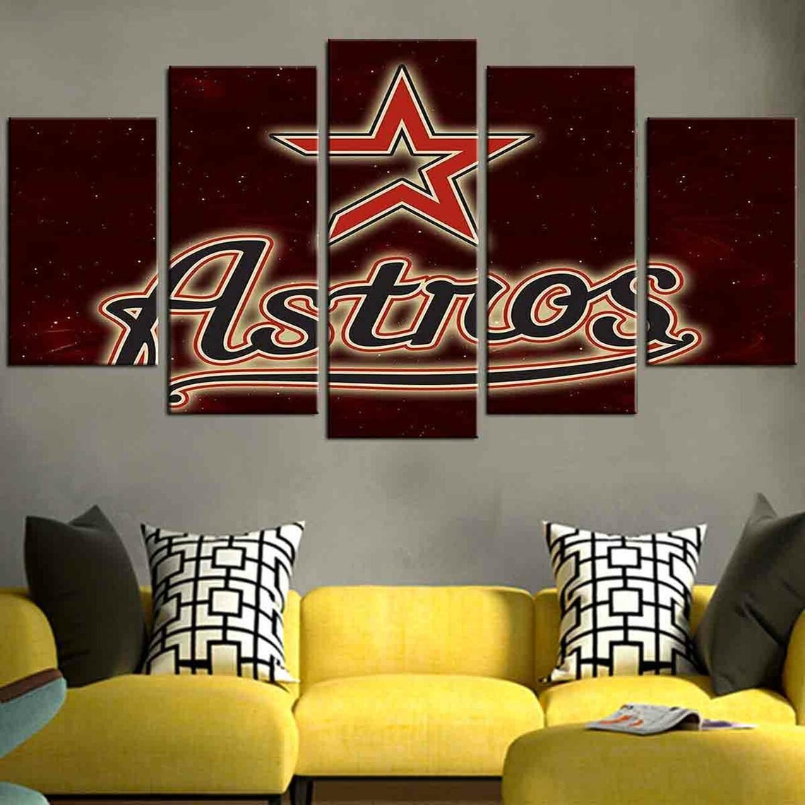 Mlb Houston Astros logo Canvas Wall Art Framed Ready To Hang | Etsy