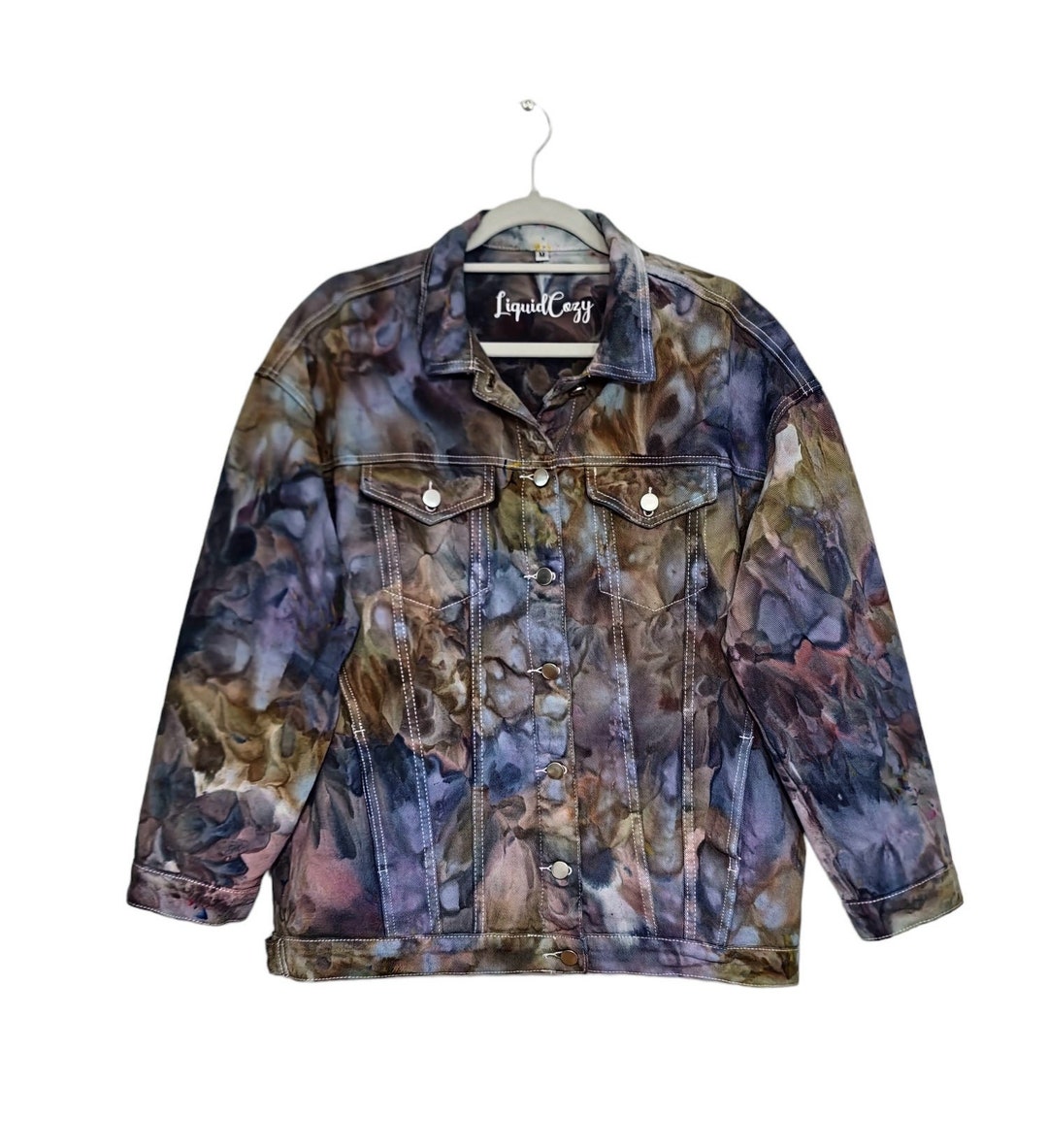 Unisex Relaxed Fit Denim Jacket Hand Dyed, Tie Dye Denim Jacket ...