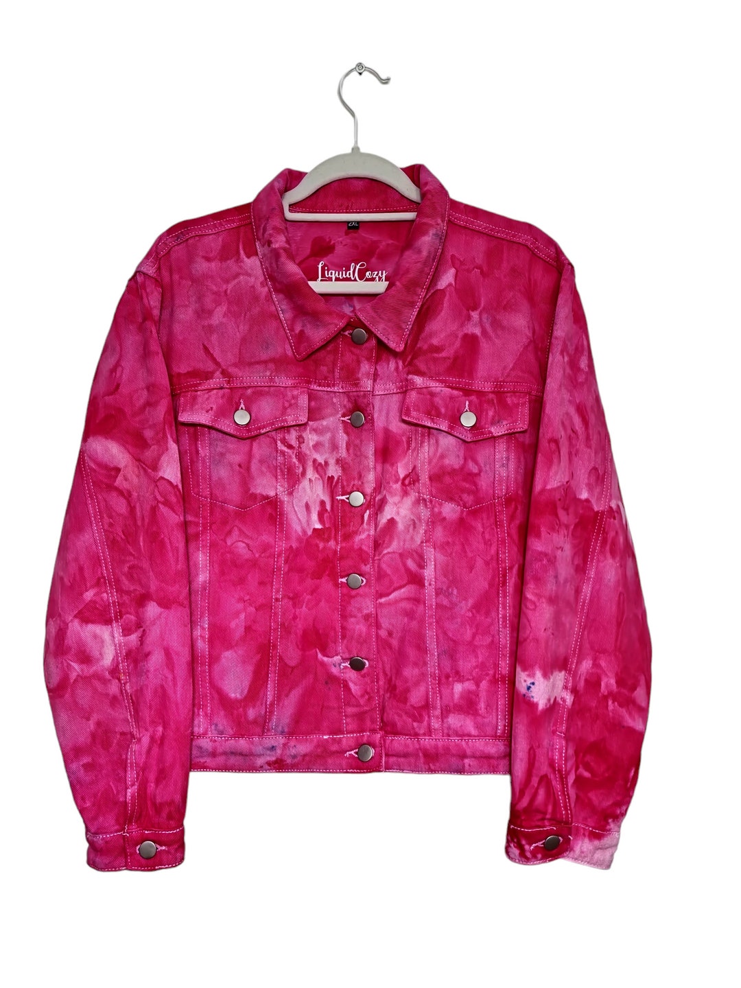 Womens Hand Dyed Denim Jacket, Tie Dye Denim Jacket Liquid Barbie - Etsy