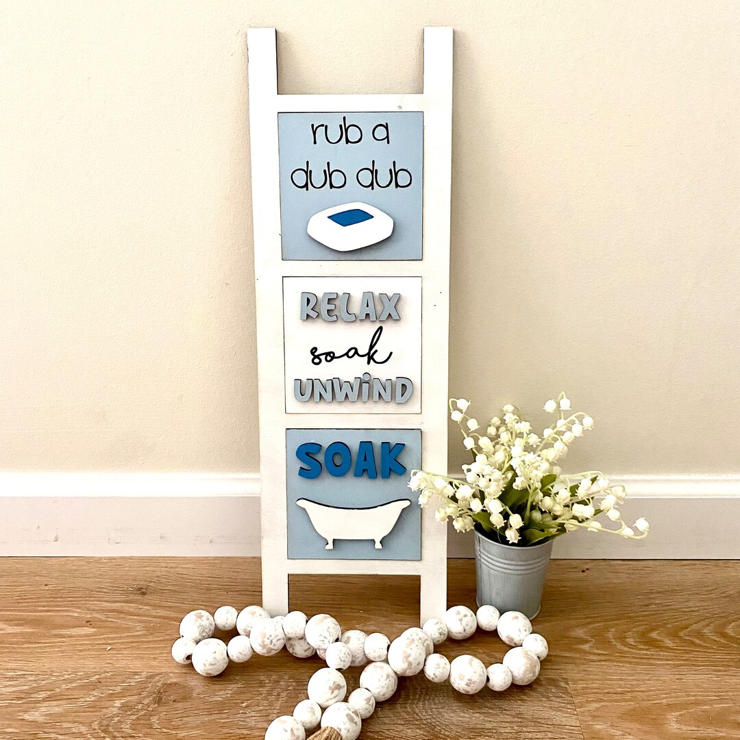 Bathroom Interchangeable Leaning Ladder TILES ONLY, Farmhouse Bathroom ...