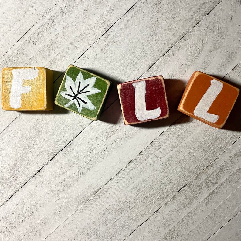 Fall Mini Wood Blocks Set of 4 Blocks Fall Tier Tray Decor - Etsy