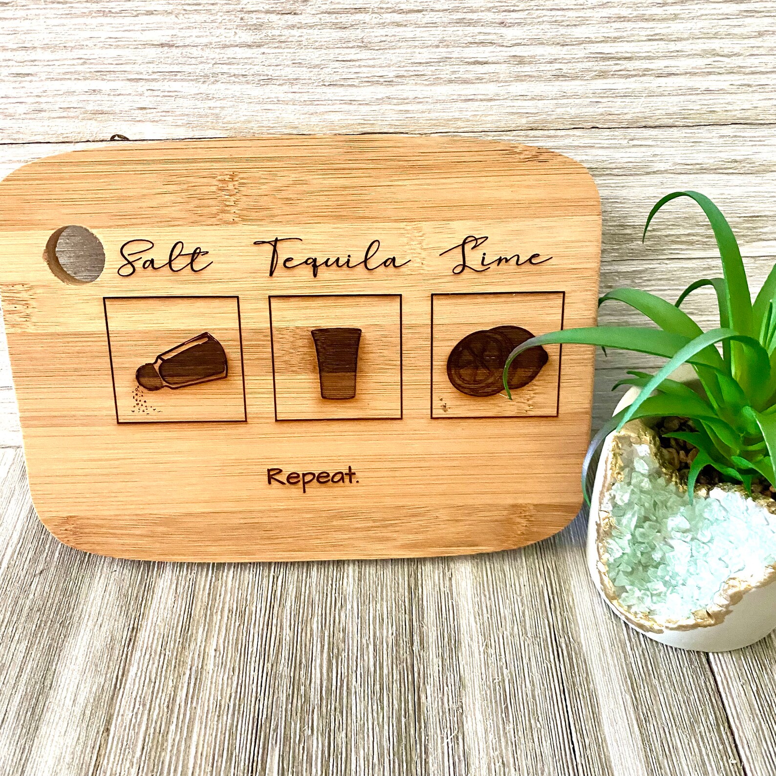 Tequila Lover Mini Cutting Board | Salt Tequila Lime Engraved Bamboo ...