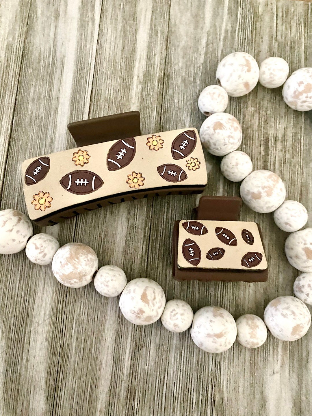 Football Claw Clips, Large and Small Football Claw Clip, Sports Hair ...